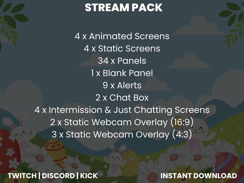 Happy Easter Twitch Stream Pack | Animated Screens | Webcam Overlay ...