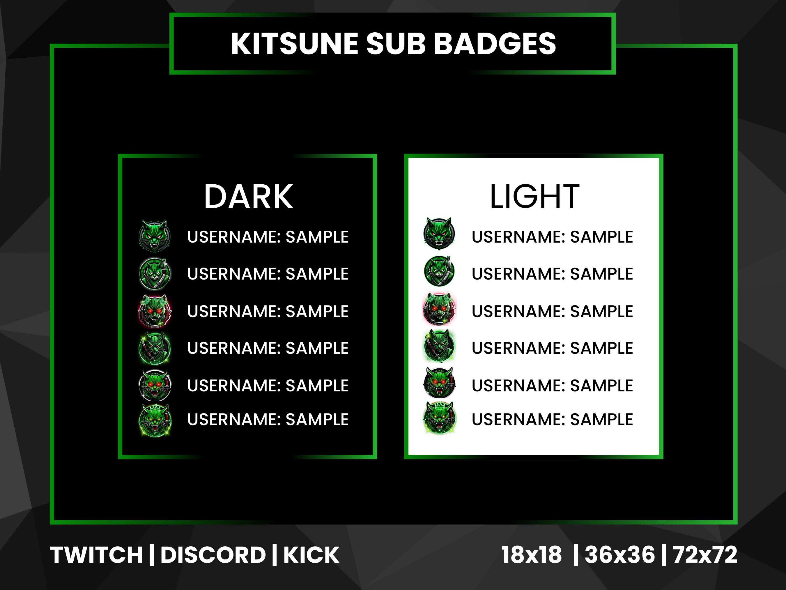 Ninja Kitten Twitch Sub Badges | Twitch Badges | Green Bit Badges ...