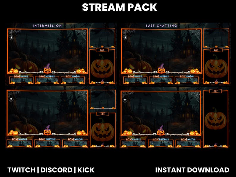 Spooky Halloween Animated Twitch Stream Pack | Webcam Overlay ...