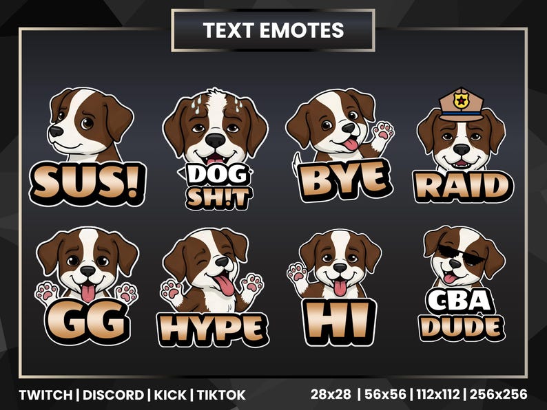 Dog Twitch Emotes Bundle – 16x Cute Puppy Emotes for Discord, Kick ...