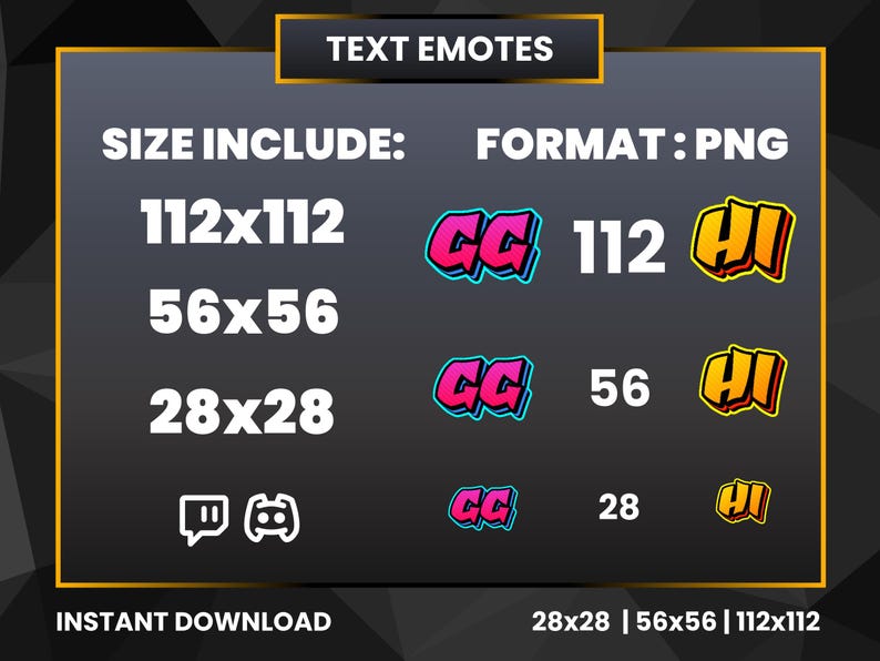 50 Text Emotes | Twitch Emotes | Discord | Kick | Colourful Neon Emotes ...