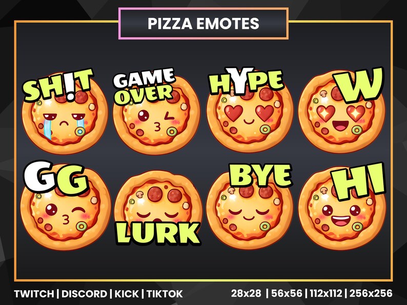 Pizza Twitch Emotes Pack | 16 Funny & Cute Emotes for Streamers | Food ...