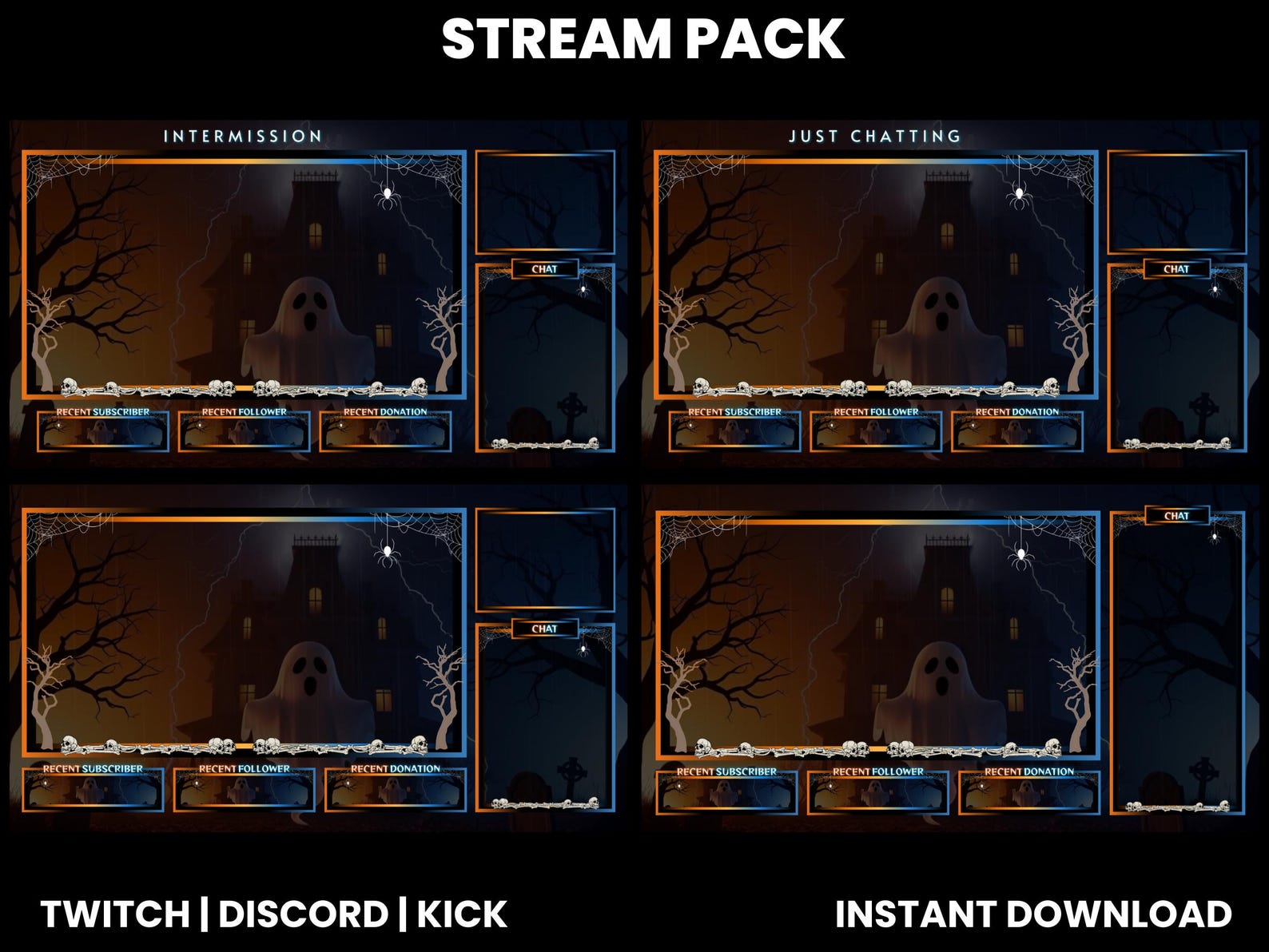 Halloween Ghost Stream Overlay Pack | Haunted House Stream Pack With ...