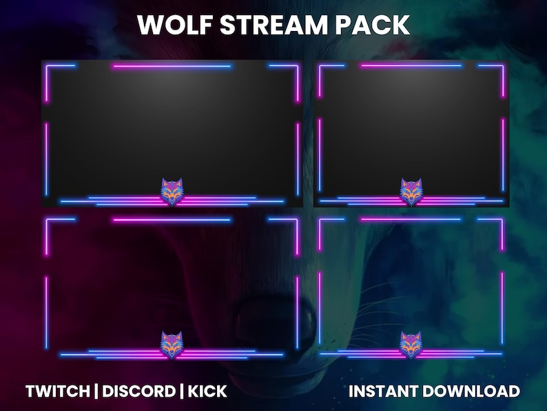 Red Blue Wolf Twitch Stream Pack | Twitch Screen Overlay | Twitch ...