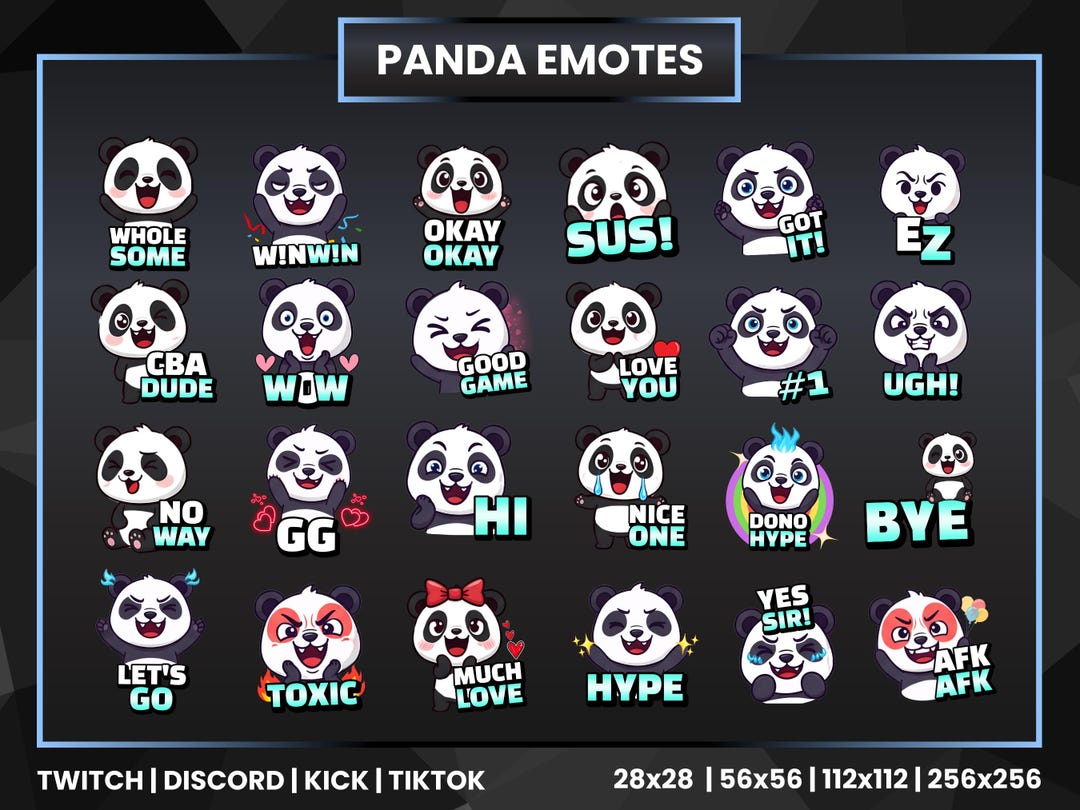 Cute Panda Emotes for Twitch, Kick & Discord | Streamer Emoji Pack for ...