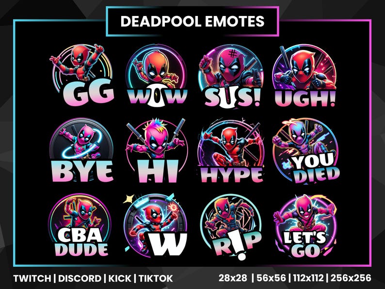 Twitch Emotes | Deadpool Emotes | Twitch Sub Badges | Twitch Bit Badges ...