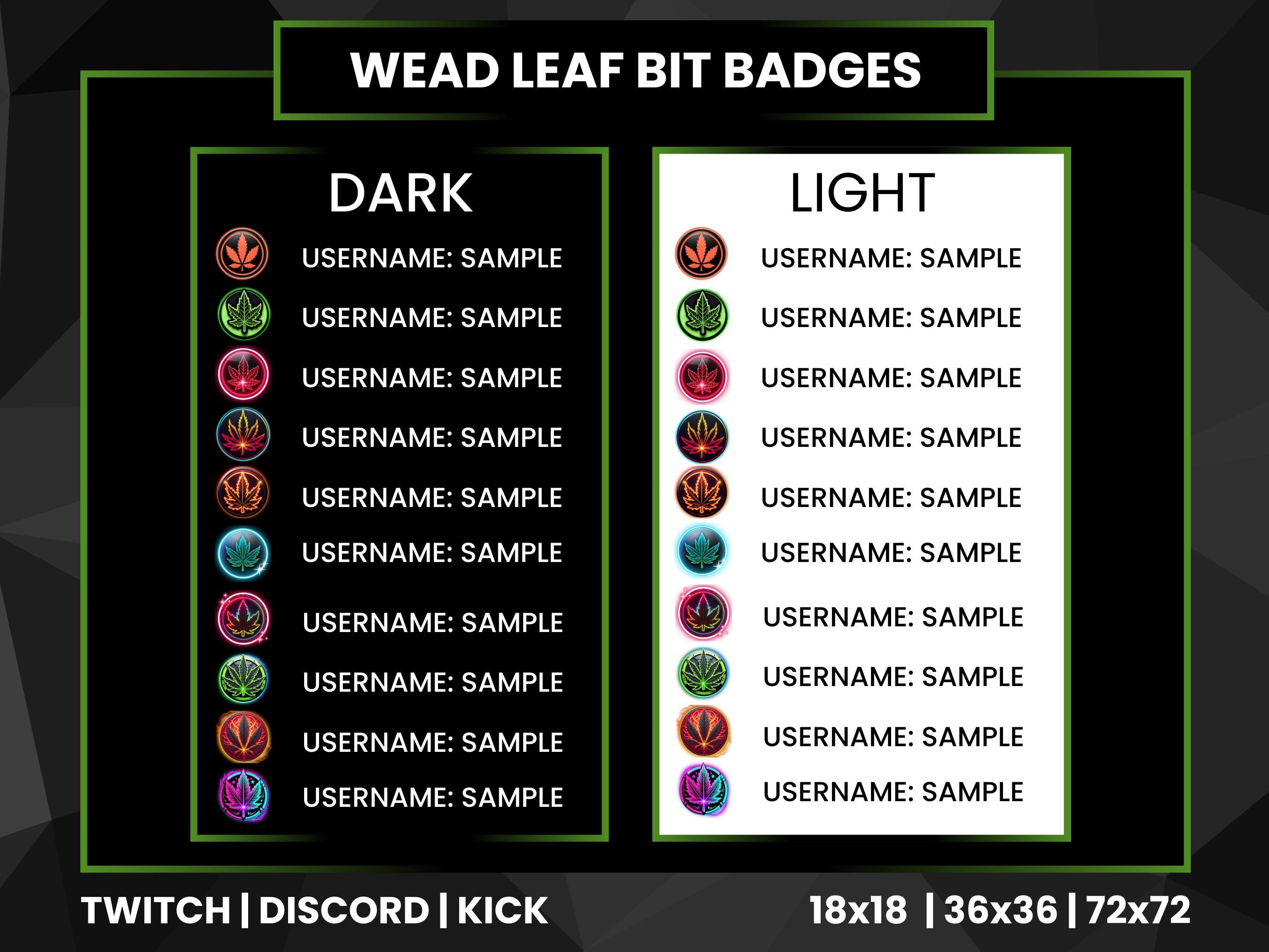 Weed Leaf Bit Badges | Twitch Bit Badges | Twitch Sub Badges | 420 ...