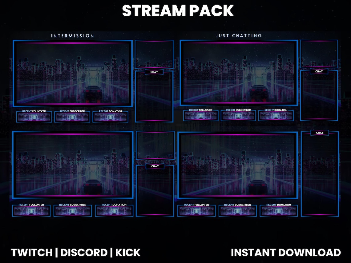 Racing Car Twitch Stream Pack | Twitch Screen Overlay | Twitch Panels ...