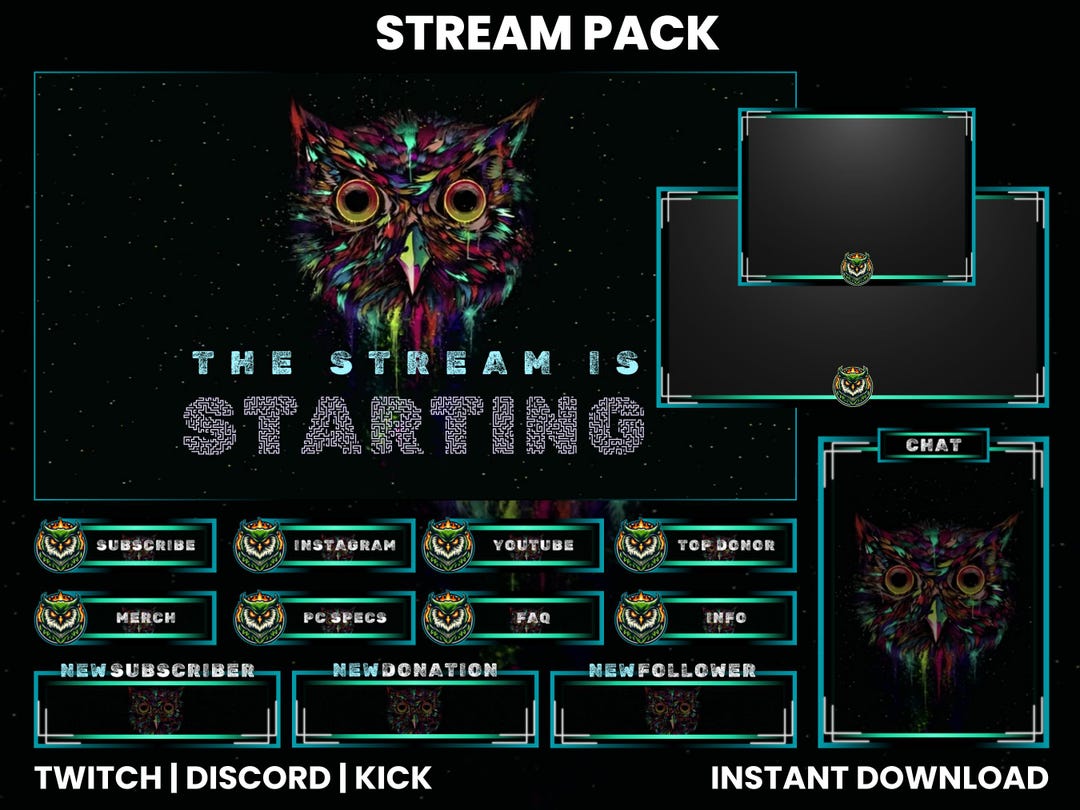 Animated Twitch Stream Pack | Owl Stream Pack | Webcam Overlay | Twitch ...