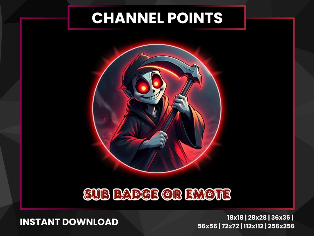 Menacing Red Reaper Twitch Emotes | Glowing Red Reaper Sub Badges ...