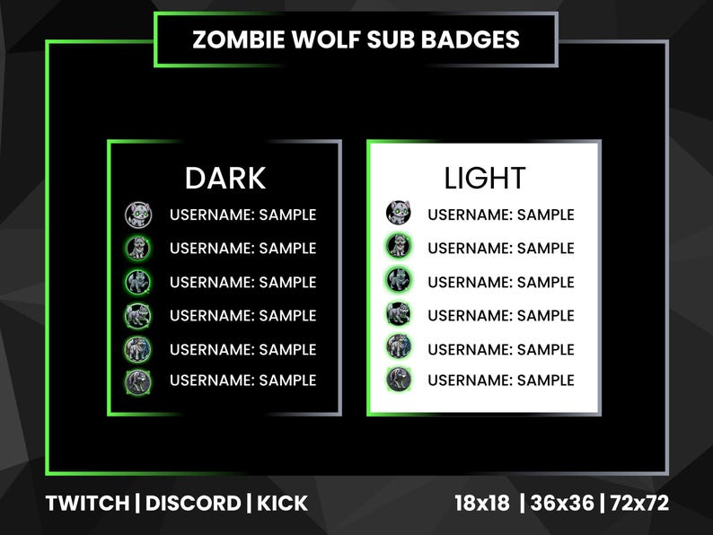 Zombie Wolf Sub Badges for Twitch Discord Kick – Horror Stream Badges ...