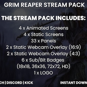 Grim Reaper Twitch Steam Pack | Twitch Screen Overlay | Twitch Sub ...