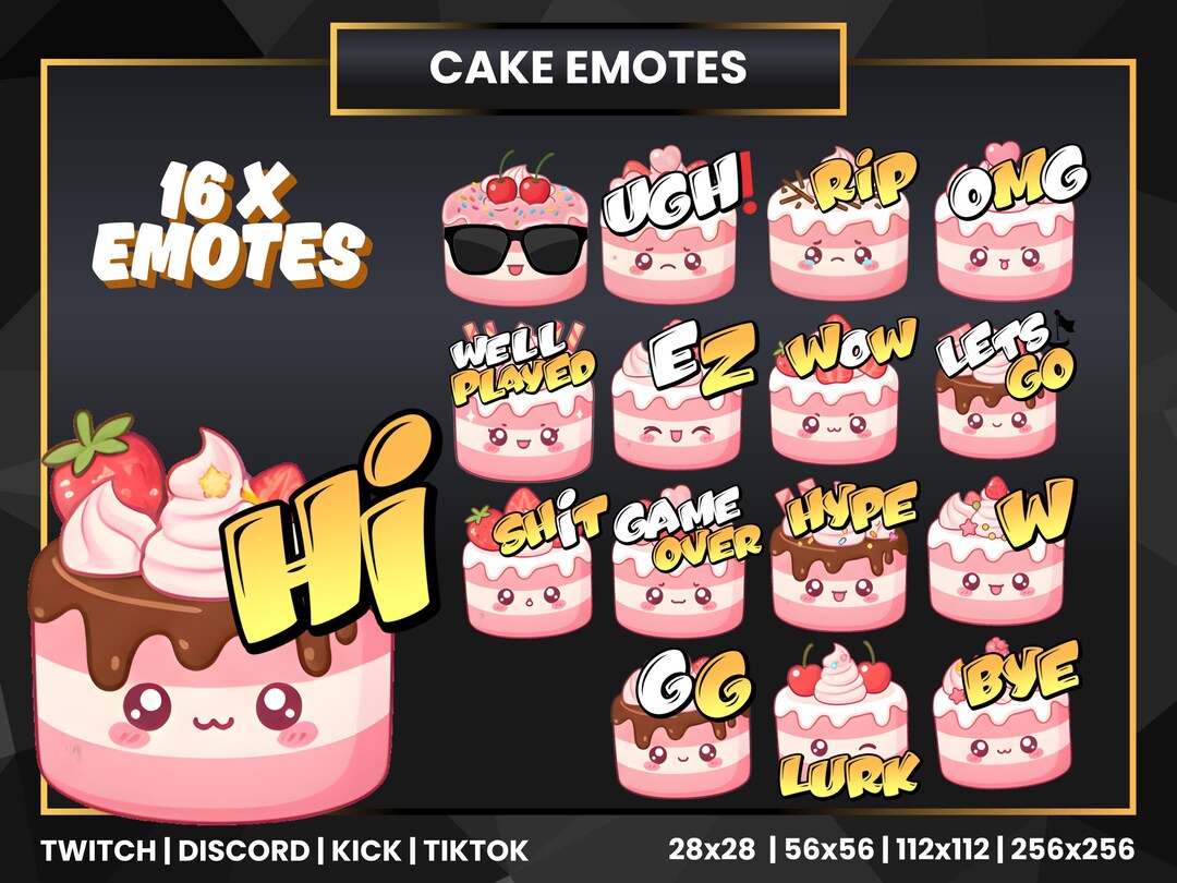 Cake Twitch Emotes Pack | Cute Dessert Emotes | Twitch Discord Kick ...