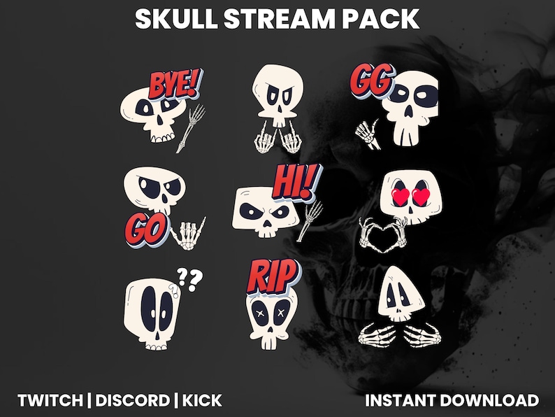 Skull Twitch Stream Pack | Twitch Screen Overlay | Twitch Panels ...