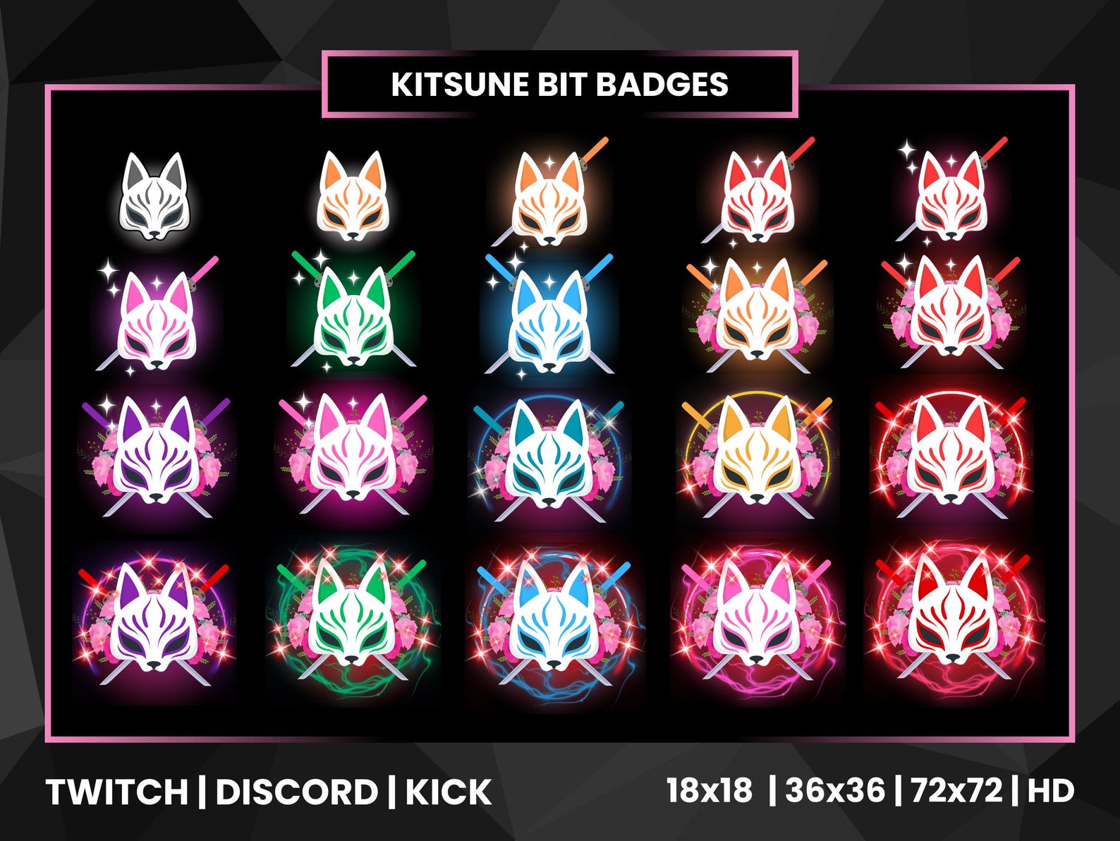 Kitsune Twitch Bit Badges | Kitsune Sub Badges | Twitch Sub Badges ...
