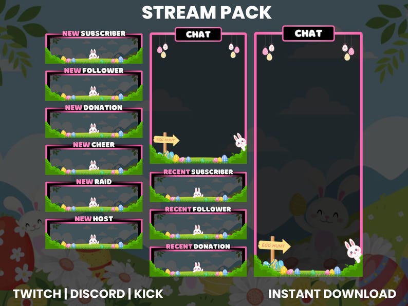 Happy Easter Twitch Stream Pack | Animated Screens | Webcam Overlay ...