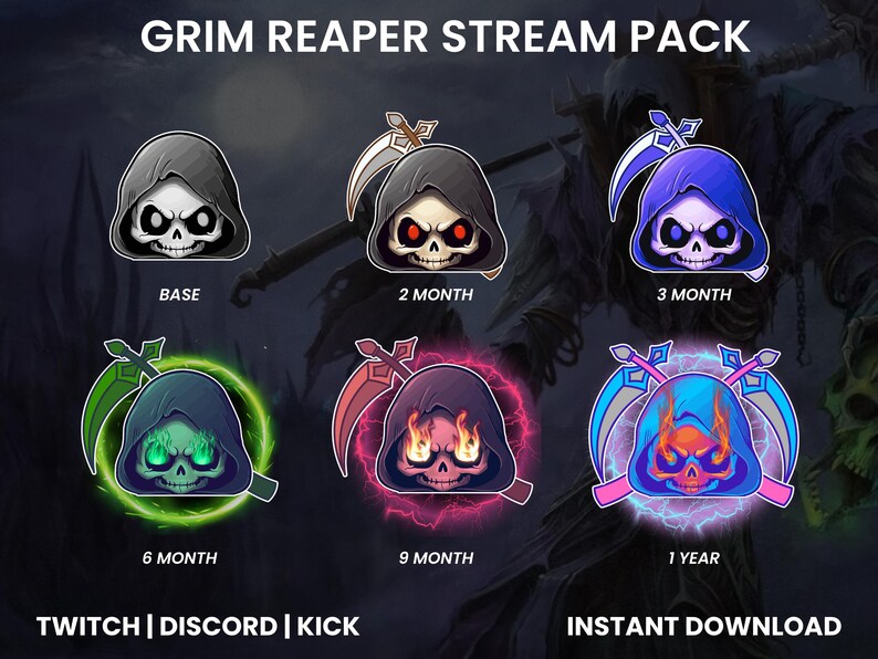 Grim Reaper Twitch Steam Pack | Twitch Screen Overlay | Twitch Sub ...