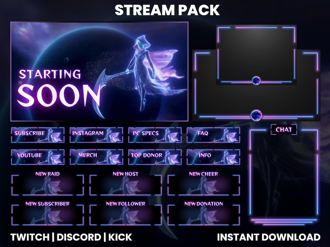 Celestial Stream Overlay Pack for OBS Twitch Kick – Animated Galaxy ...