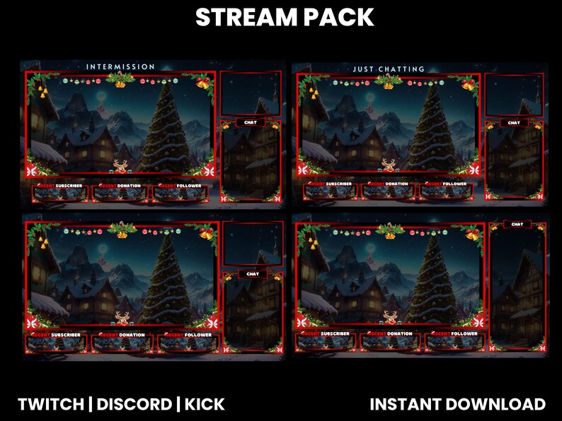 Christmas Twitch Stream Pack | Xmas Stream Pack | Animated Screens ...