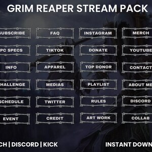 Grim Reaper Twitch Steam Pack | Twitch Screen Overlay | Twitch Sub ...