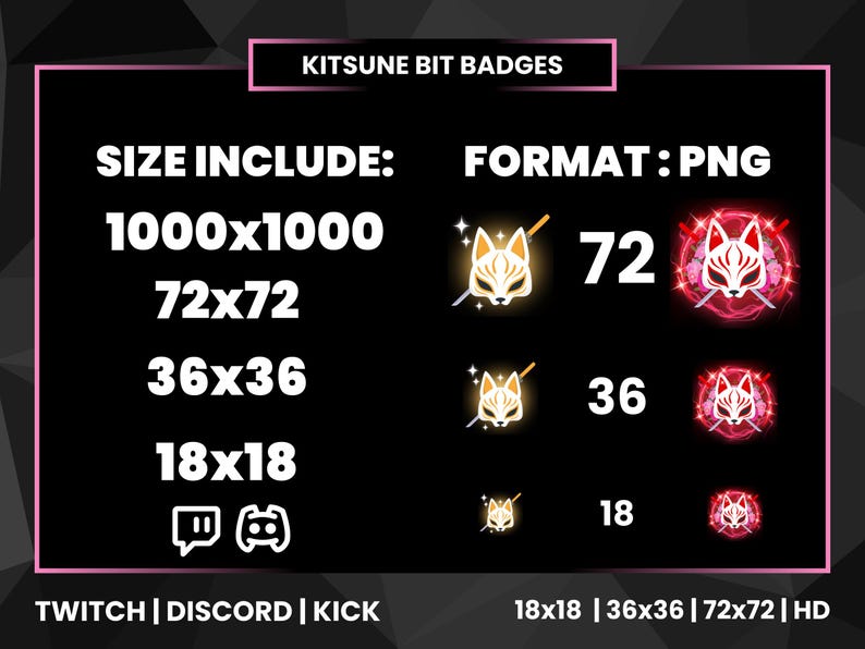 Kitsune Twitch Bit Badges | Kitsune Sub Badges | Twitch Sub Badges ...