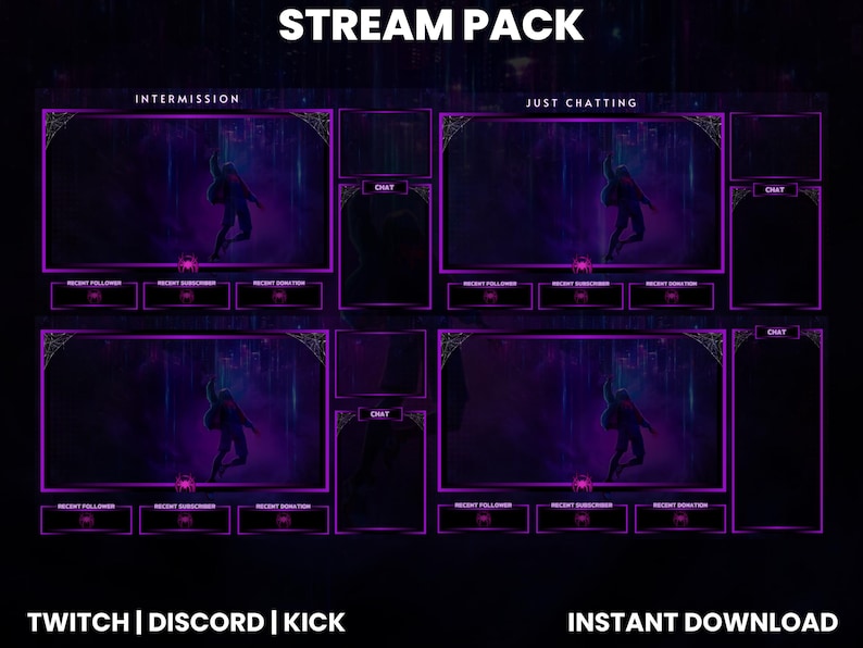 Twitch Stream Pack | Twitch Screen Overlay | Animated Screens | Webcam ...