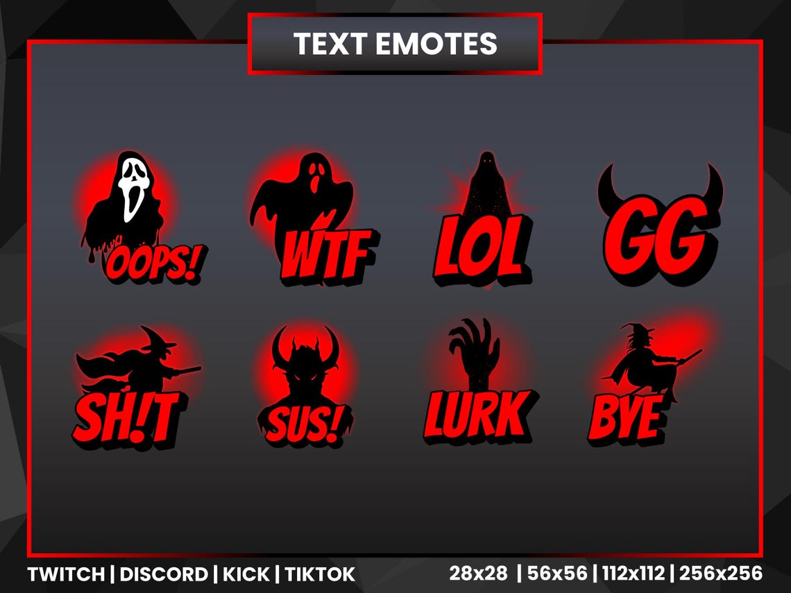 16 Shadow Ghost Twitch Emotes | Text Emotes Twitch | Ghost Emotes ...