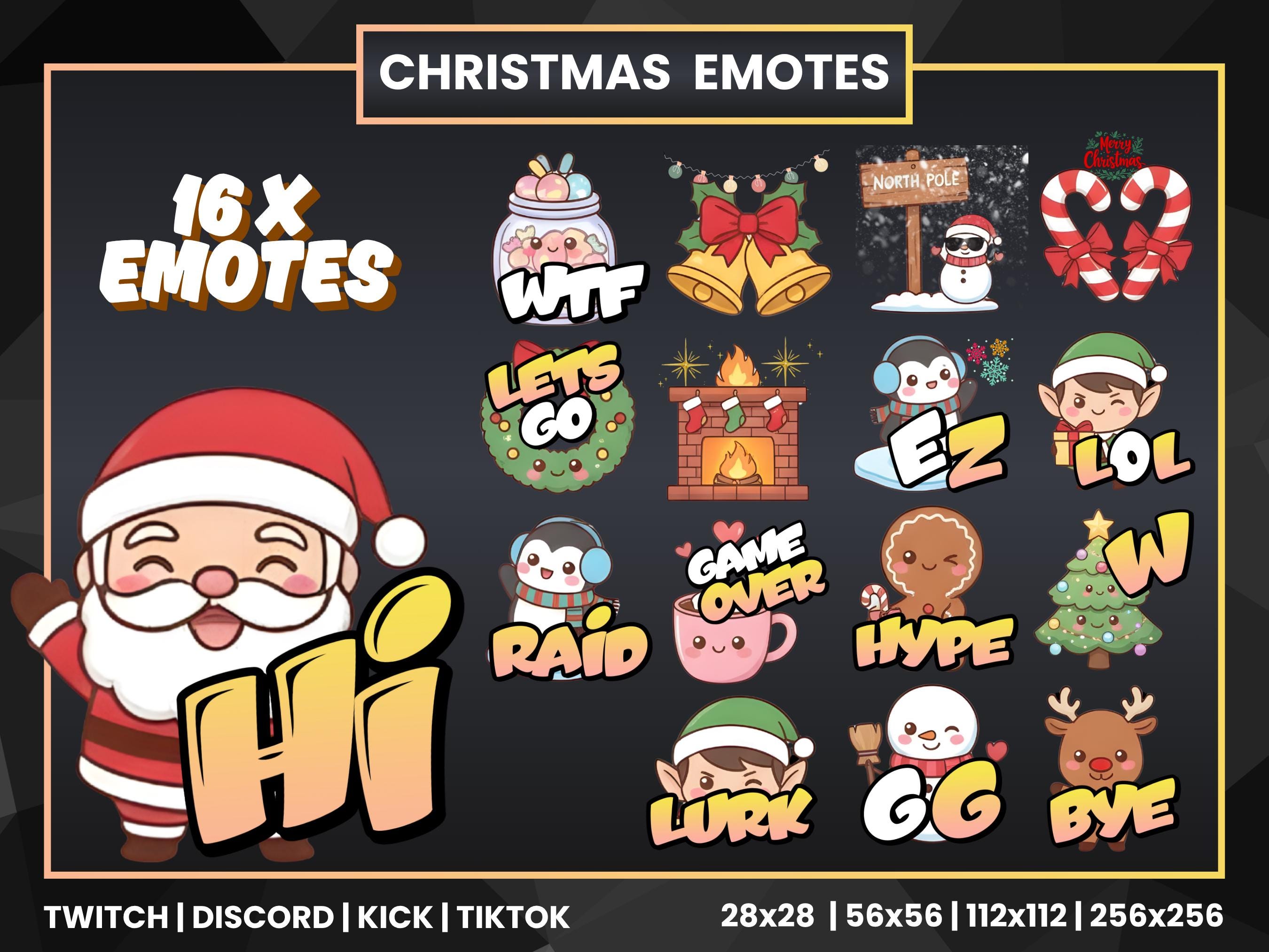 Christmas Emotes Pack – 16 Cute Holiday Twitch Emotes | Santa, Elf ...