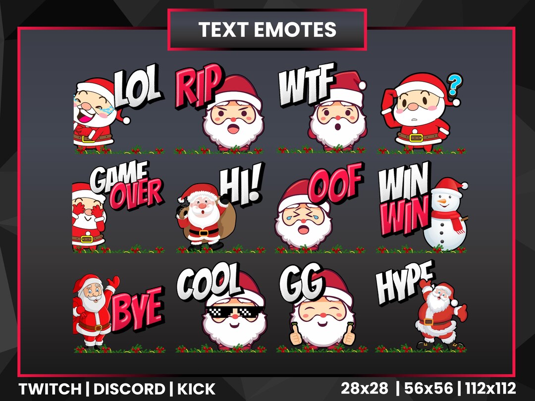 12 Santa Claus Twitch Emotes | Text Emotes | Christmas Emote | Discord ...