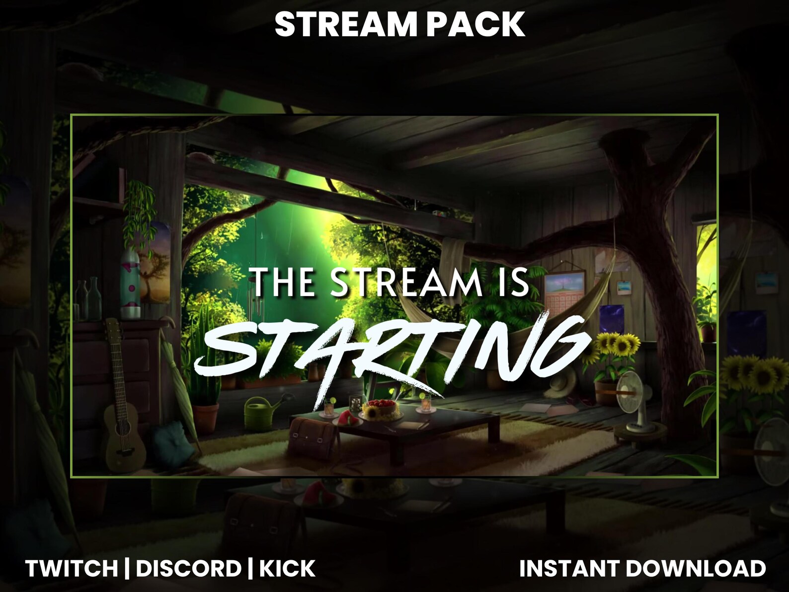 Cozy Nature Stream Overlay Pack for OBS Twitch Kick – Animated Forest ...