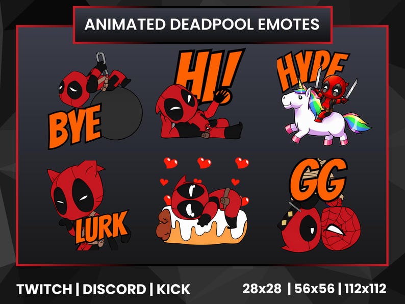 Animated Deadpool Emotes | Twitch Emotes | Text Emotes | Animated ...