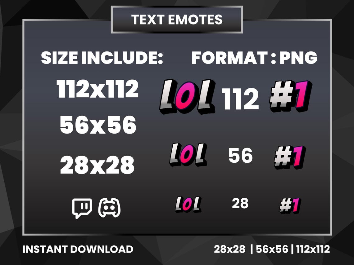 50 Text Emotes | Grey Pink Text Emotes | Twitch Emotes | Discord | Kick ...