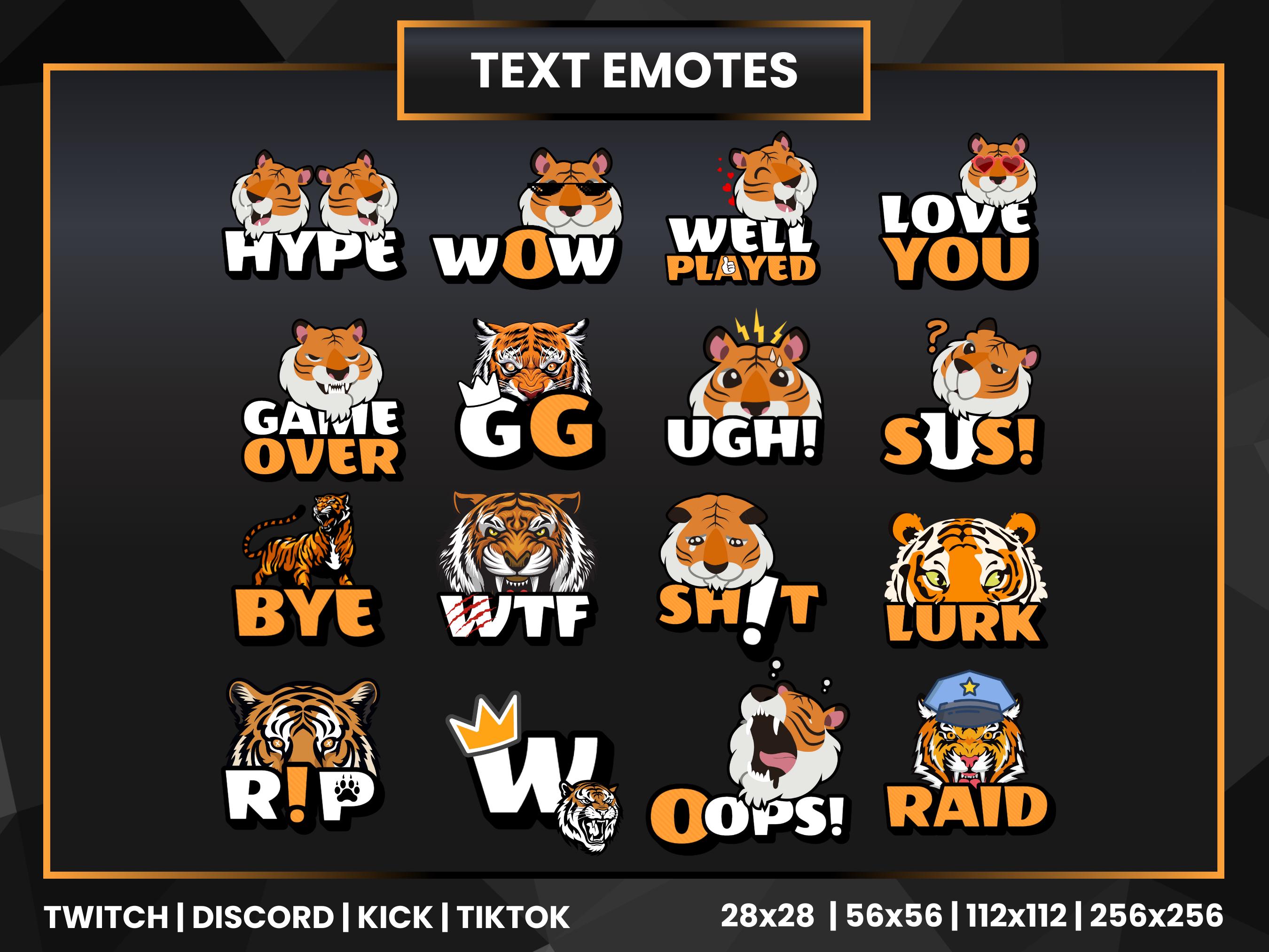 16 X Tiger Emotes | Twitch Emotes | Orange and White Emotes | Leopard ...
