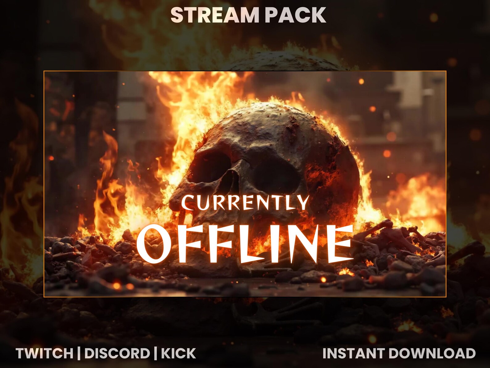Burning Skull Stream Pack | Twitch Stream Pack | Webcam Overlay ...