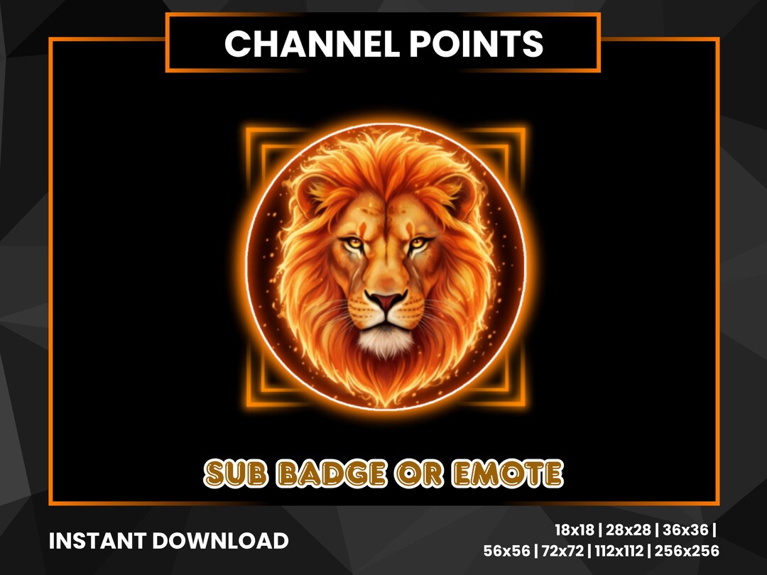 Lion Channel Points | Fire Lion Twitch Sub Badges | Fierce Beast Emotes ...