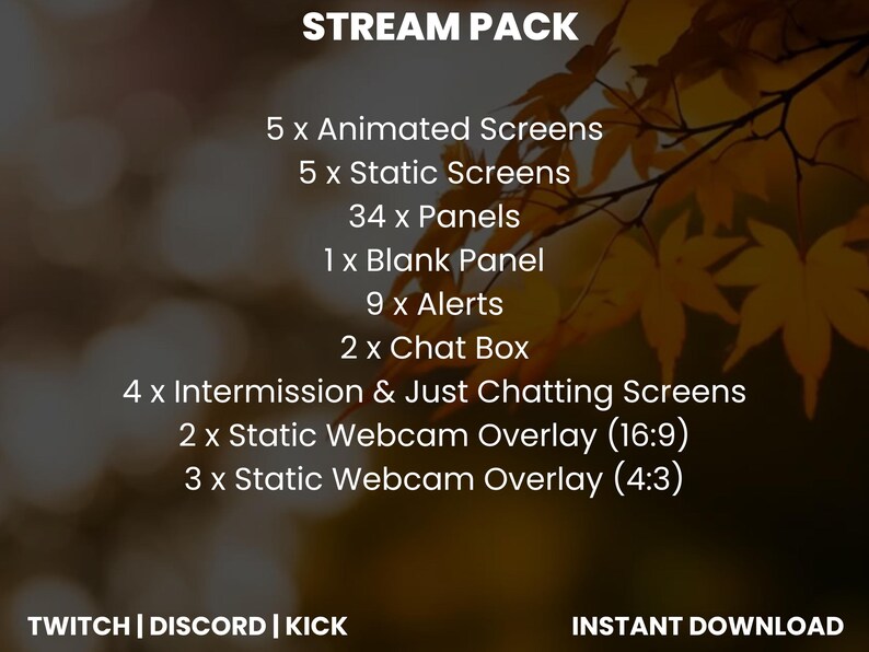 Autumn Stream Pack for Twitch, Youtube & Kick | Cozy Fall Overlay Set ...