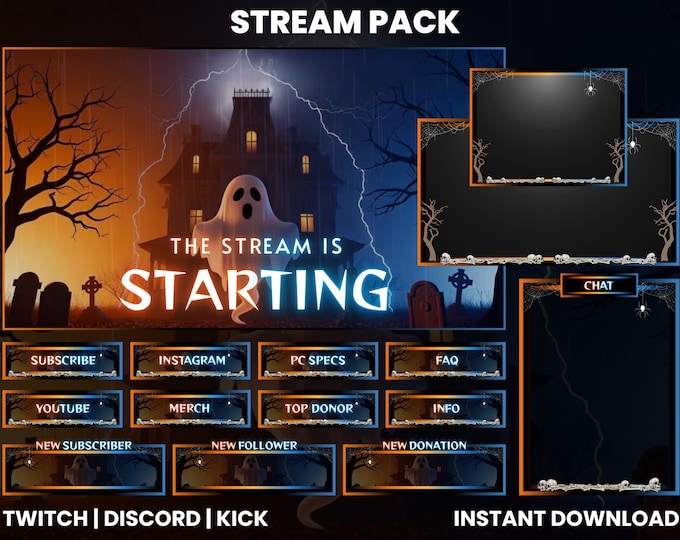 Halloween Ghost Stream Overlay Pack | Haunted House Stream Pack With ...