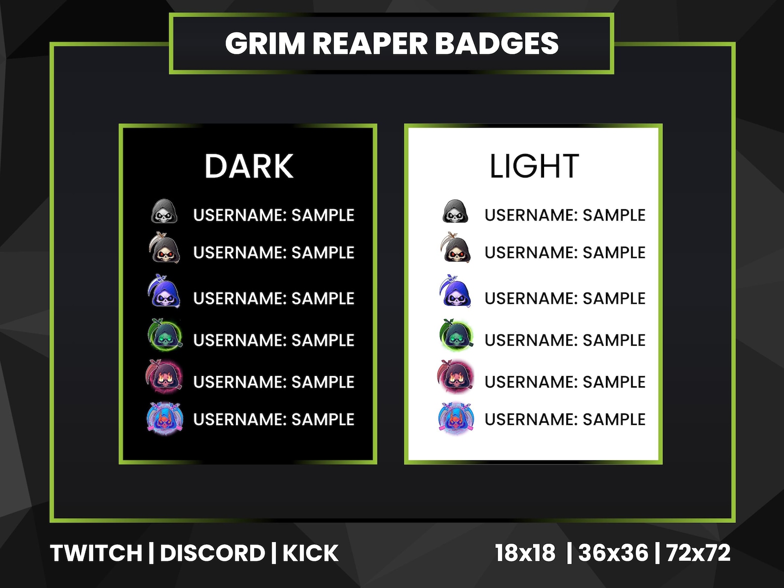 Grim Reaper Twitch Sub Badges Pack | Grim Reaper Twitch Bit Badges ...