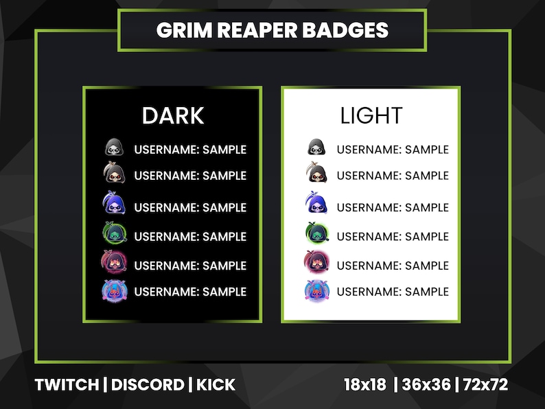 Grim Reaper Twitch Sub Badges Pack | Grim Reaper Twitch Bit Badges ...