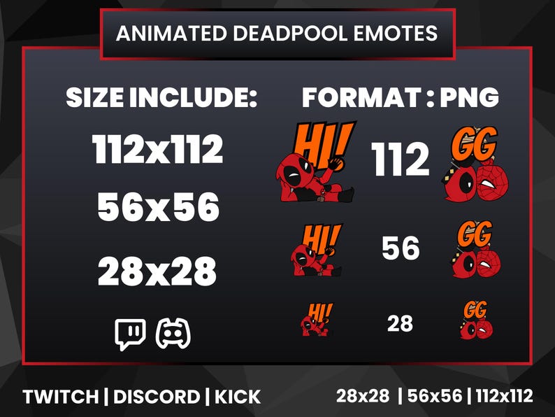 Animated Deadpool Emotes | Twitch Emotes | Text Emotes | Animated ...