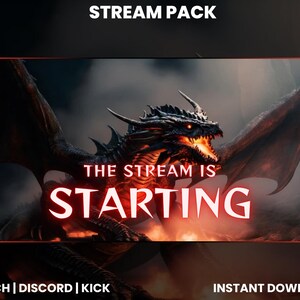 Black Dragon Twitch Stream Pack | Twitch Overlay | Webcam Overlay ...