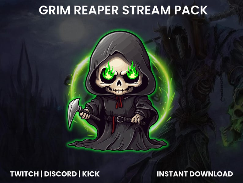 Grim Reaper Twitch Steam Pack | Twitch Screen Overlay | Twitch Sub ...