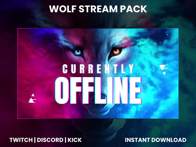 Red Blue Wolf Twitch Stream Pack | Twitch Screen Overlay | Twitch ...