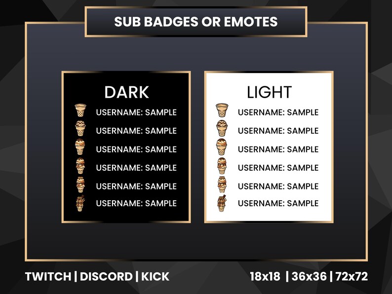 Ice Cream Twitch Sub Badges | Cute Streamer Loyalty Badges for Twitch ...