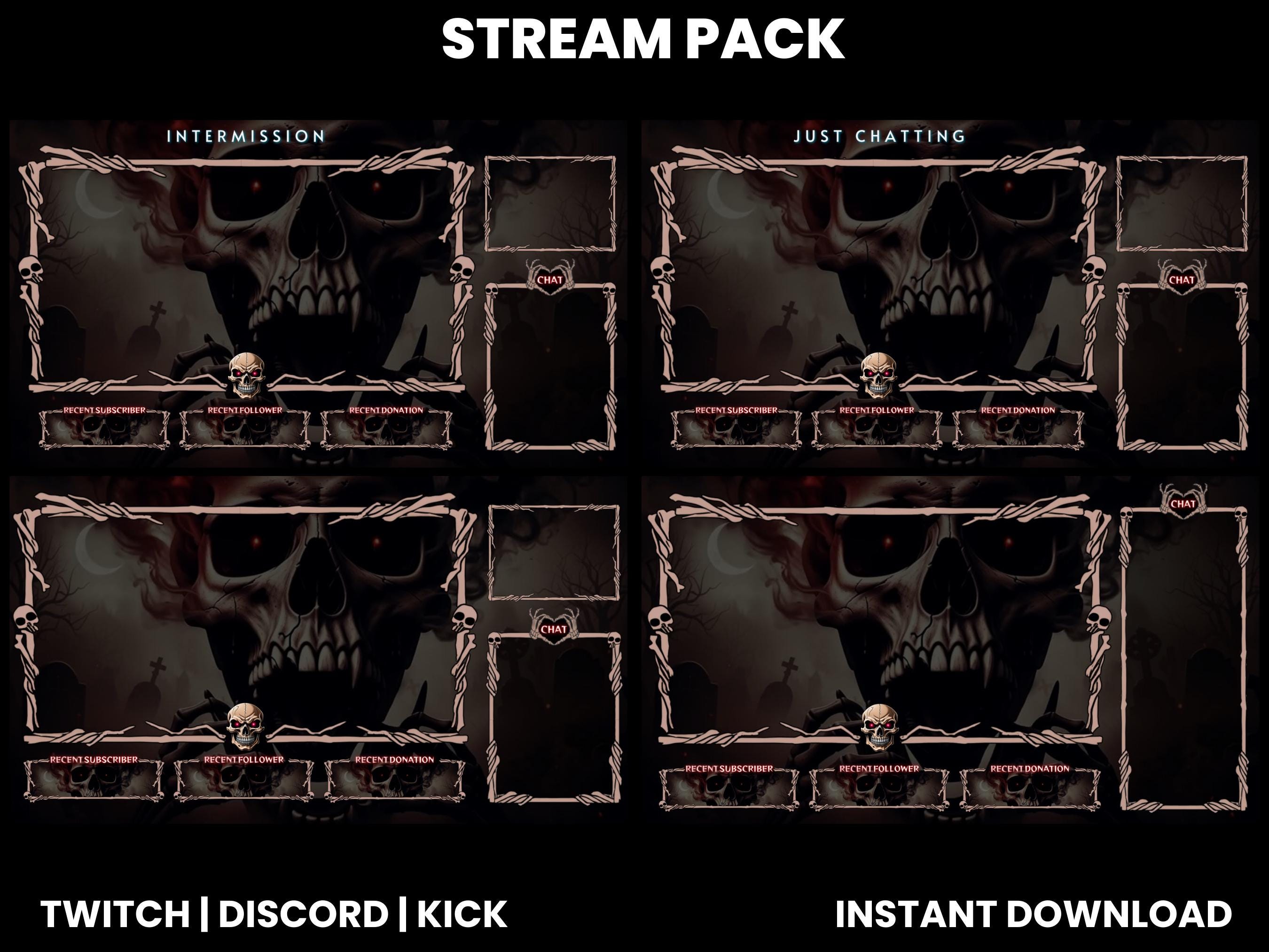 Skull Horror Stream Pack | Dark Stream Overlay, Alerts & Panels for ...