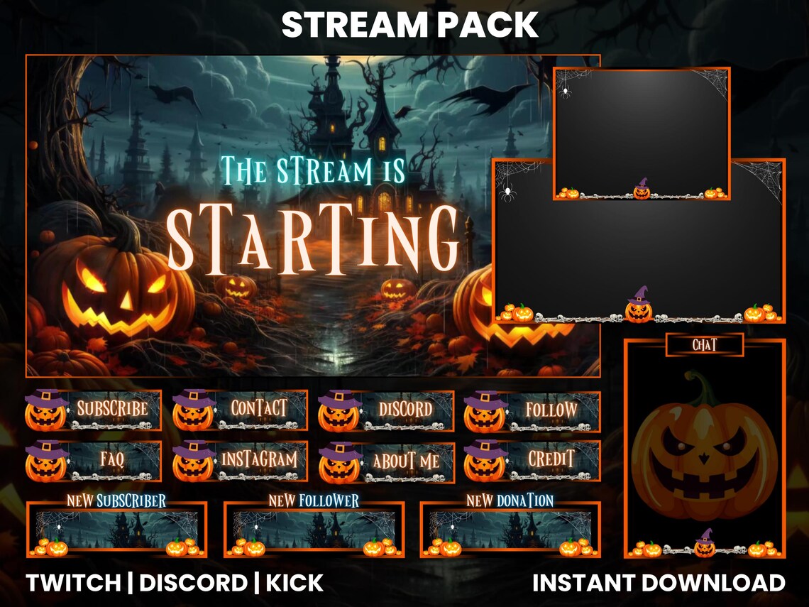 Spooky Halloween Animated Twitch Stream Pack | Webcam Overlay ...