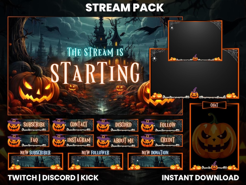 Spooky Halloween Animated Twitch Stream Pack | Webcam Overlay ...