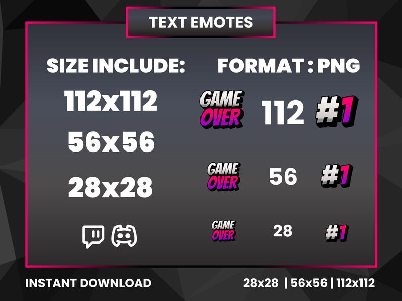 50 Text Emotes | Pink and Purple Gradient Text Emotes | Twitch Emotes ...