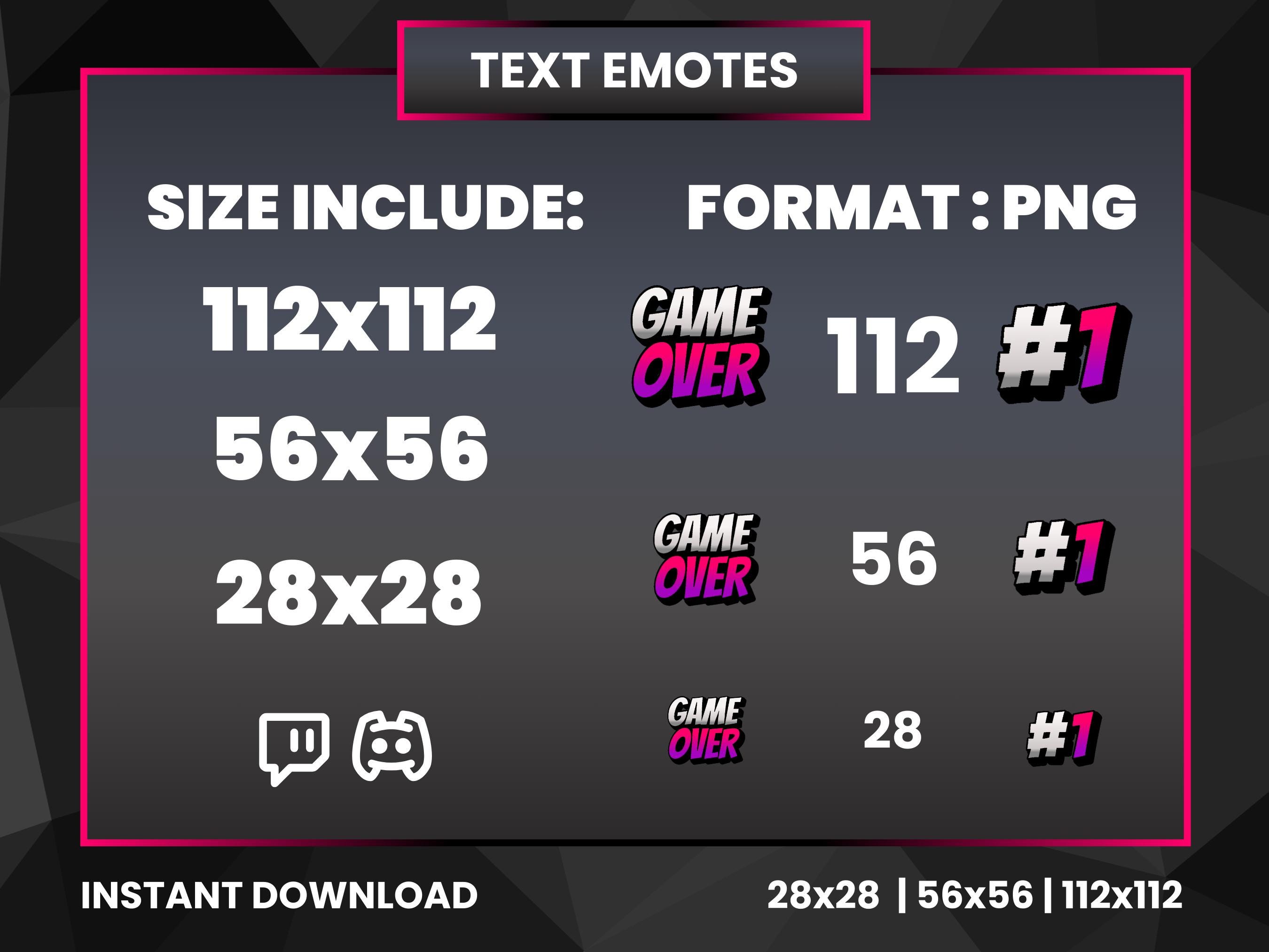 50 Text Emotes | Pink and Purple Gradient Text Emotes | Twitch Emotes ...