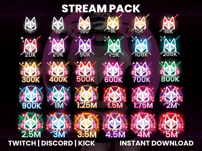 Neon Pink Katana Twitch Stream Pack | Twitch Panels | Twitch Animated ...